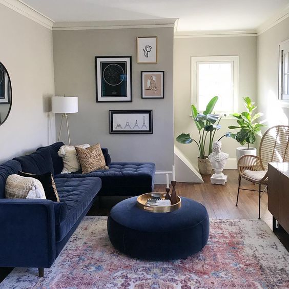 Idea de salas de estar con muebles azules - SALA COMEDOR