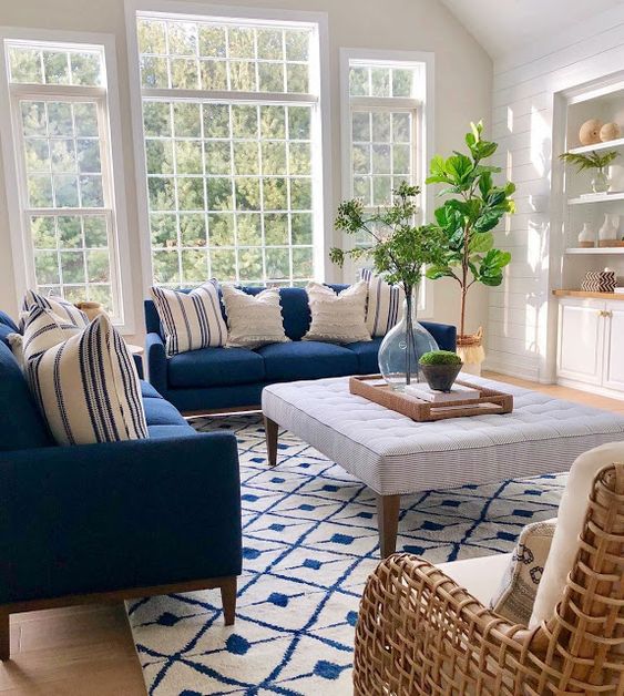 Idea de salas de estar con muebles azules - SALA COMEDOR