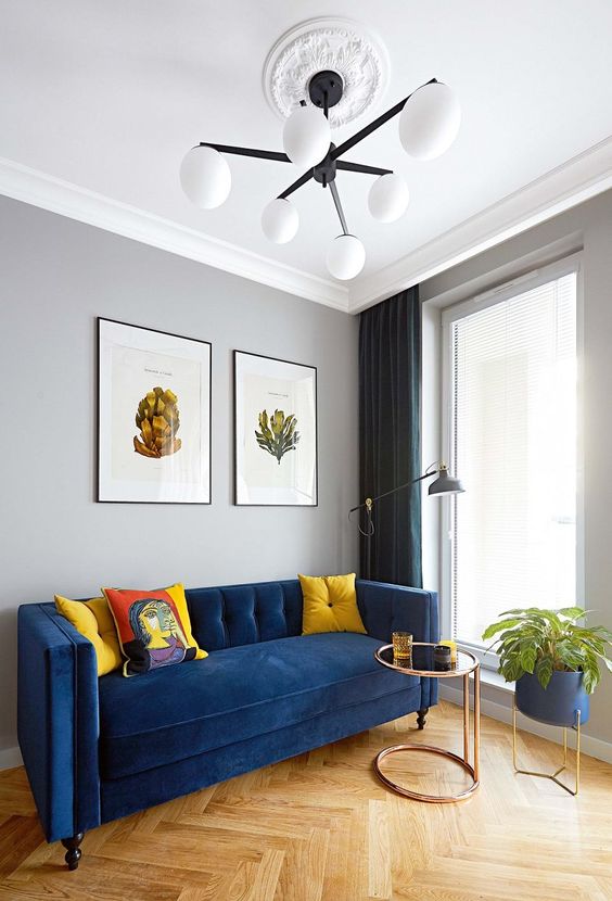 Idea de salas de estar con muebles azules - SALA COMEDOR